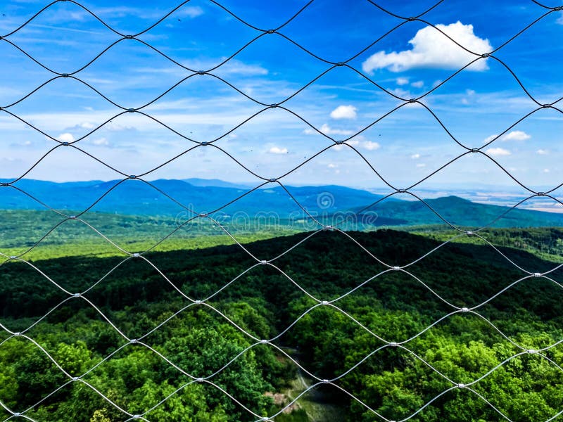 View from the Observation Tower through Safety Net Stock Photo - Image ...