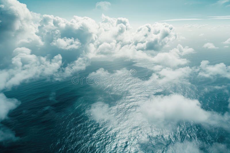 View of the Ocean from Above, with Waves and Horizon Visible Stock ...
