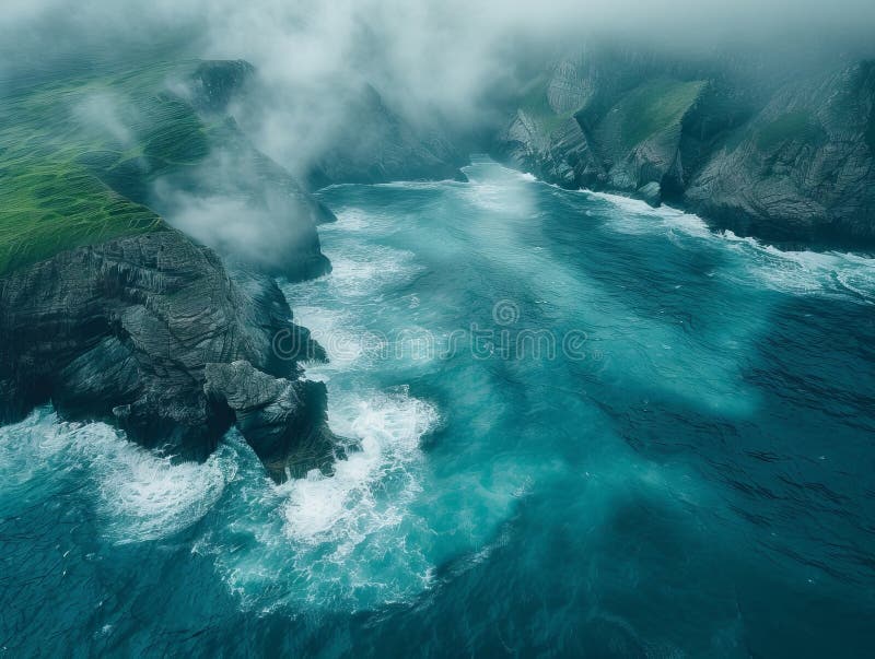 A View of the Ocean and Cliffs from Above Stock Image - Image of cliffs ...