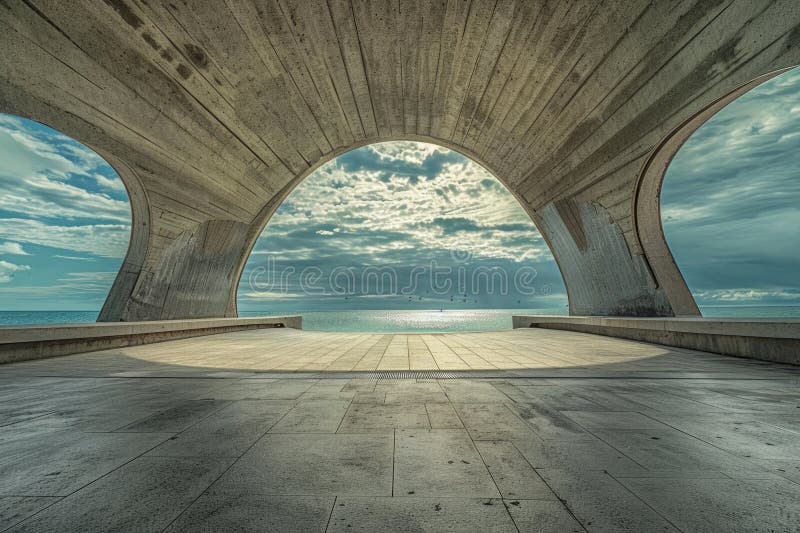 View of the Ocean through a Concrete Structure, Ideal for Use in ...
