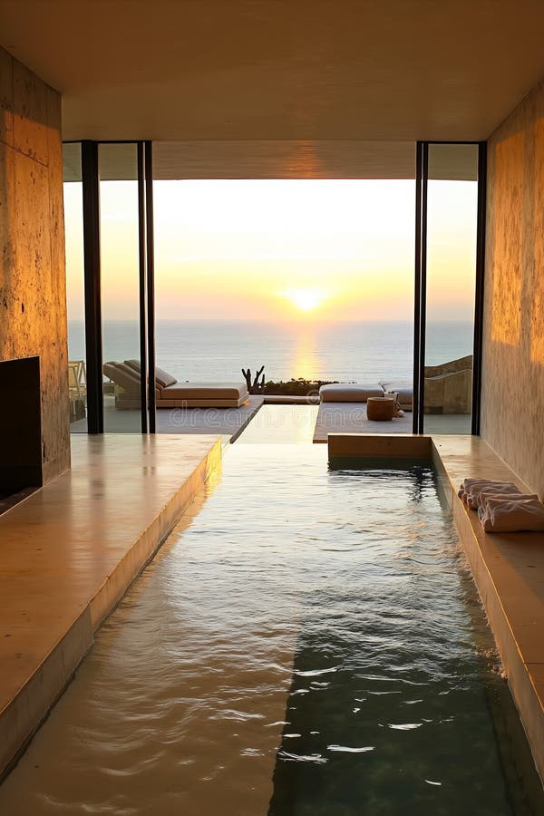 Modern Coastal Concrete House Ocean View Sunset Stock Photos - Free ...