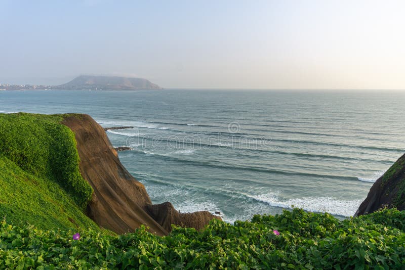 View of the Ocean from the Miraflores District Peru Stock Photo - Image ...