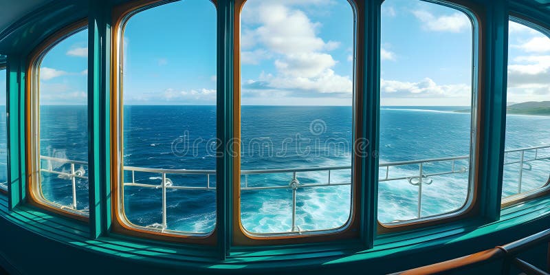 A View of the Ocean from a Ship Window.Window View from Ship Window ...