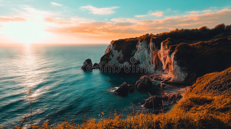 A View of the Ocean from the Top of a Cliff Stock Image - Image of ...
