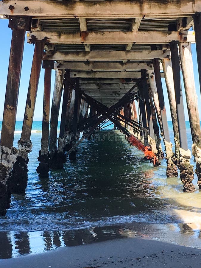 Underneath an ocean Jetty stock photo. Image of wharf - 110807128