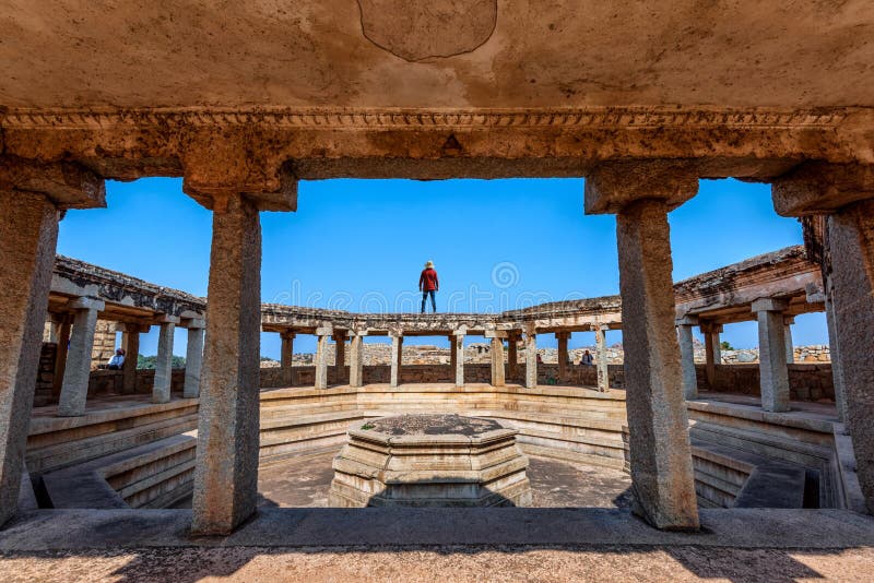 View of Octagonal Bath, Hampi, Karnataka, India Editorial Stock Photo - Image of pillar ...