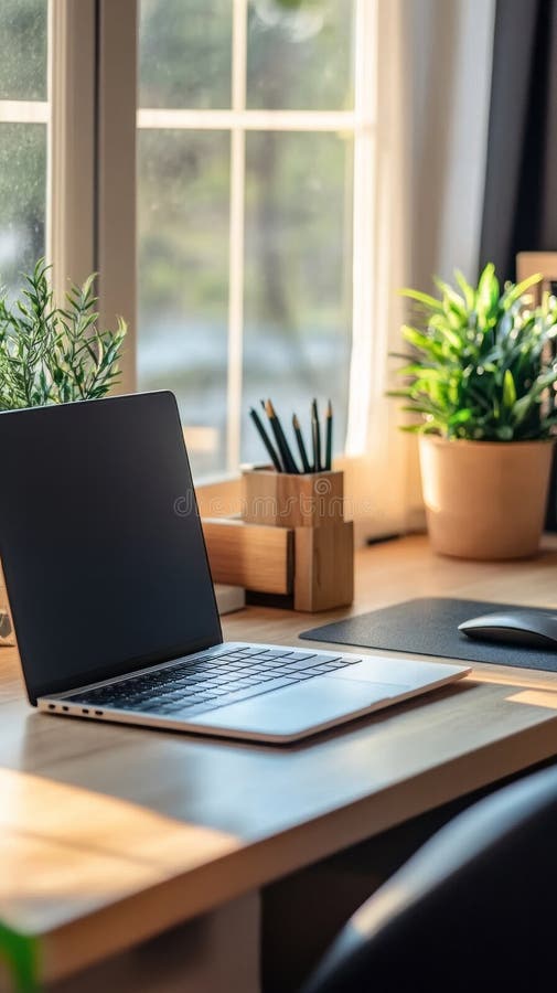View Office Desk Composition with Laptop Stock Image - Image of ...