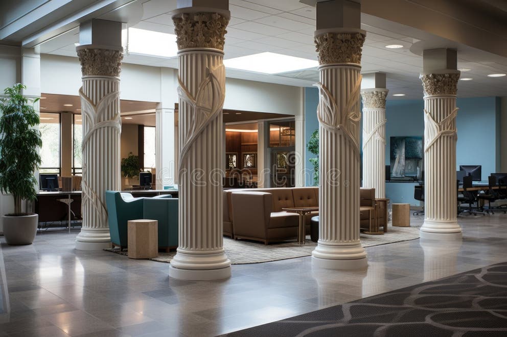 View of the Office Reception Area, Highlighting the Columns Stock ...