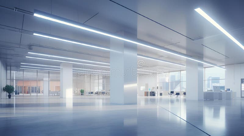 The View of an Office Space from the Back Room Looking Down at the ...