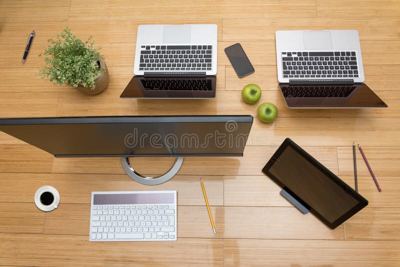 View on Office Table from Above Stock Image - Image of view ...