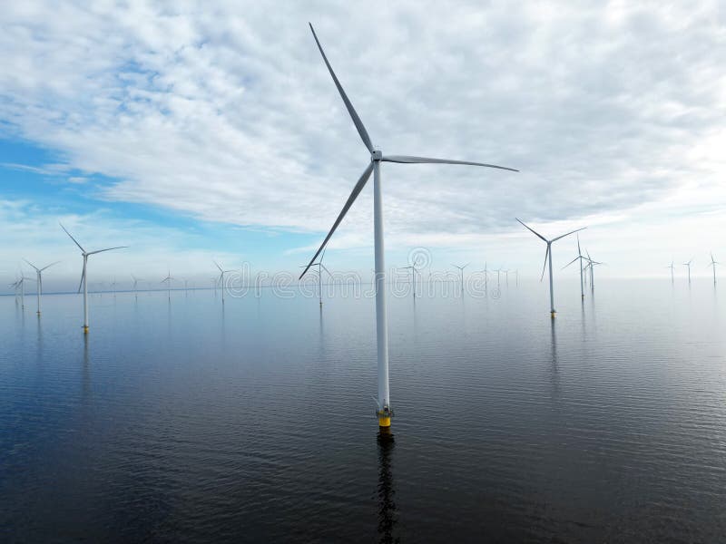 View of an Offshore Windpark Stock Photo - Image of dutch, renewable ...