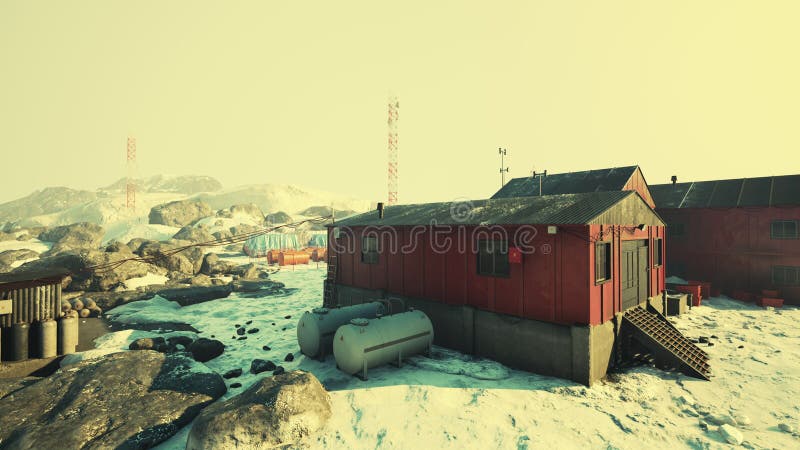 View of Old Antarctic Base at South Pole Station in Antarctica Stock ...