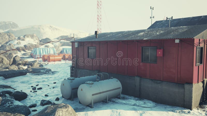 View of Old Antarctic Base at South Pole Station in Antarctica Stock ...