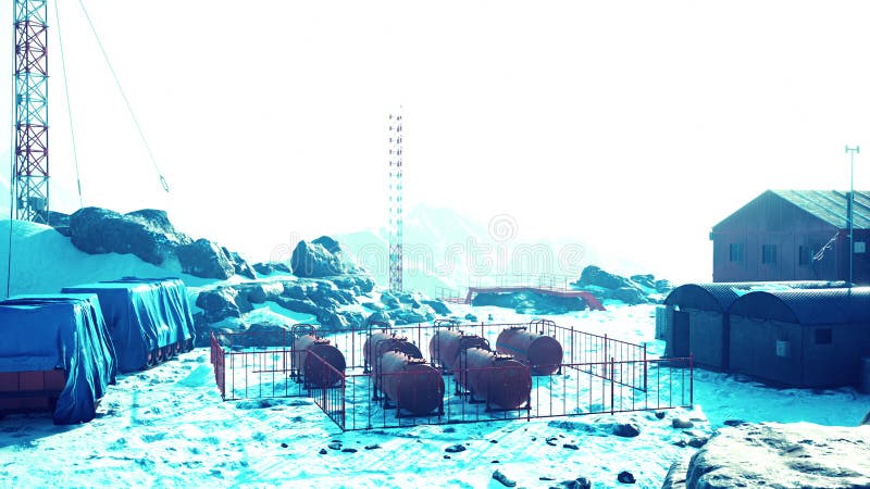 View of Old Antarctic Base at South Pole Station in Antarctica Stock ...