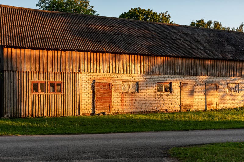 View of an Old Barn in Sunset Light, Old Windows and Doors in an ...