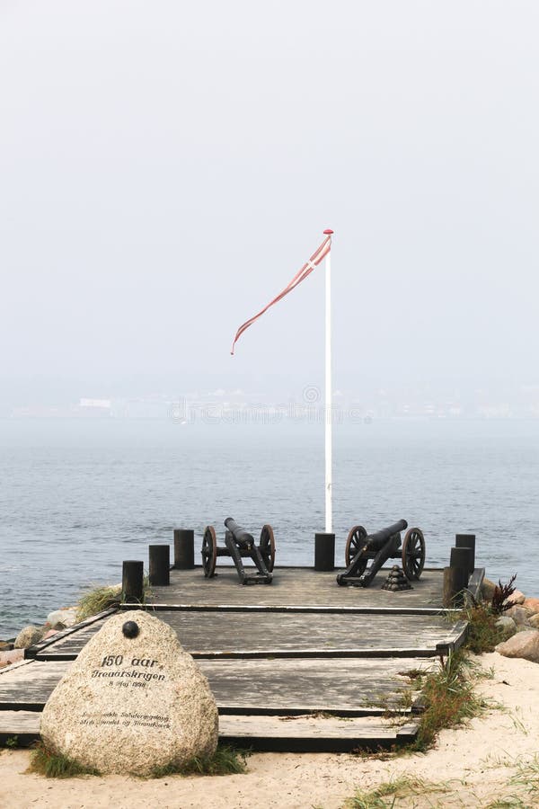 Old Cannons in Strib in Front of the City of Fredericia, Denmark Stock ...