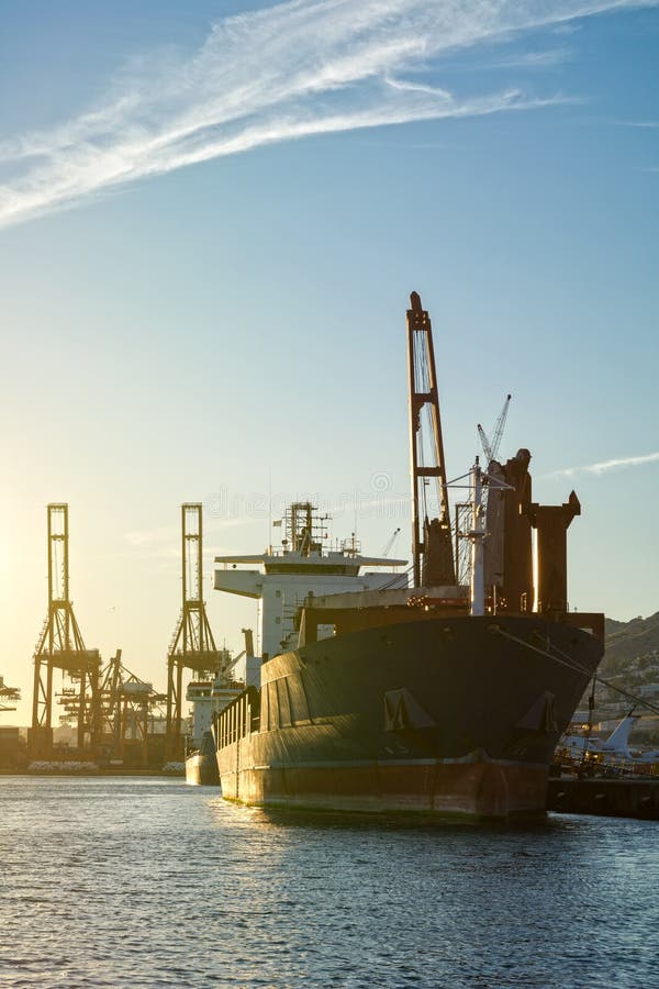 View of an Old Cargo Vessel in a Commercial Port. Stock Image - Image ...