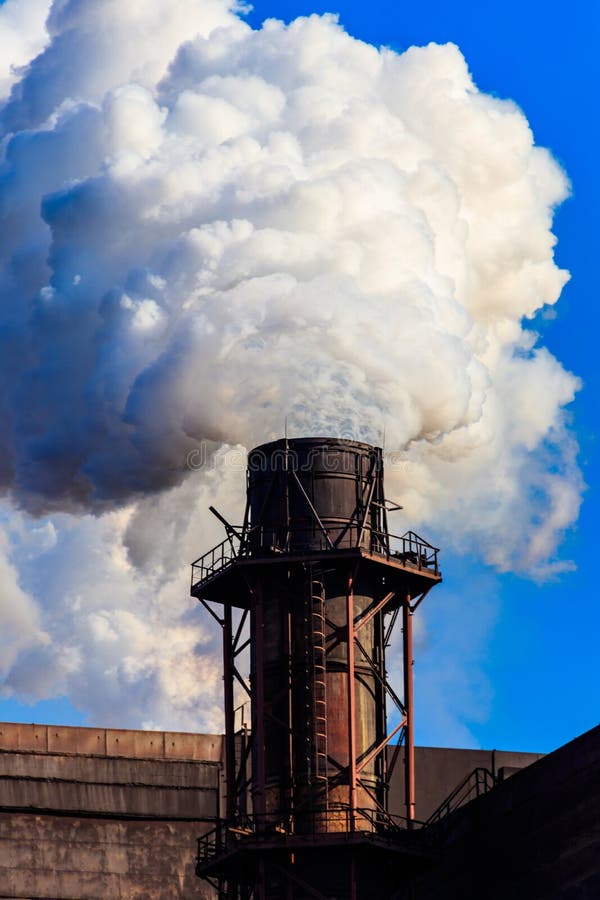 View of Old Factory with Pipe with Smoke. Air Pollution, Environmental ...