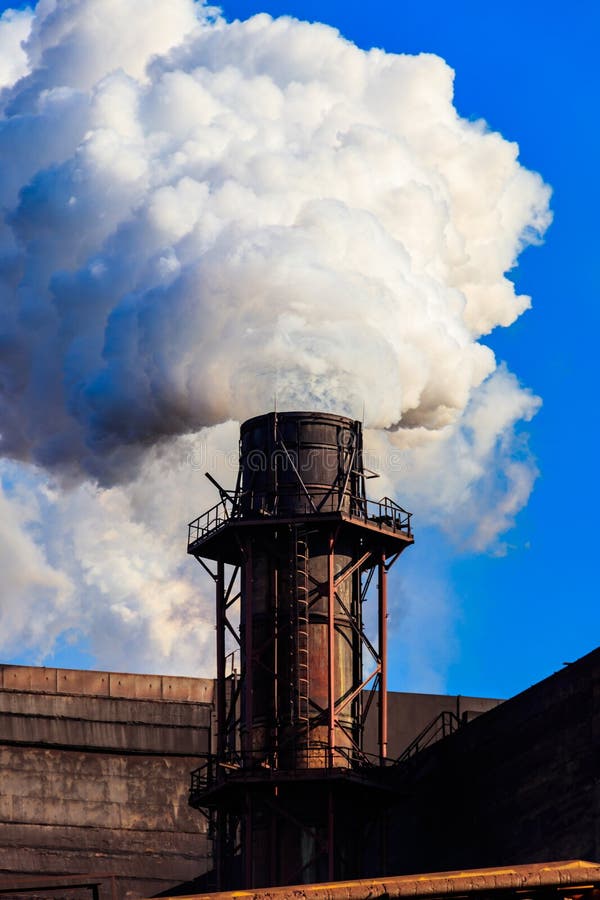 View of Old Factory with Pipes with Smoke. Air Pollution, Environmental ...