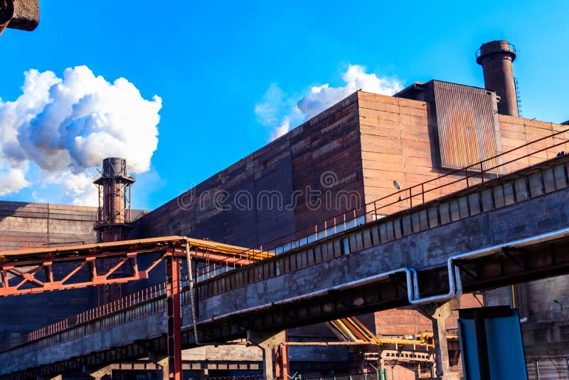 View of Old Factory with Pipe with Smoke. Air Pollution, Environmental ...