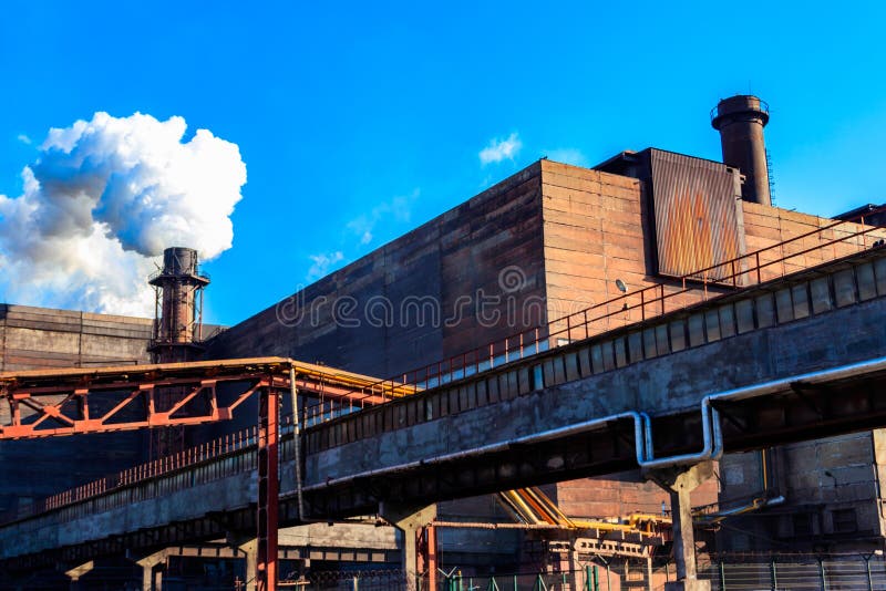 View of Old Factory with Pipe with Smoke. Air Pollution, Environmental ...