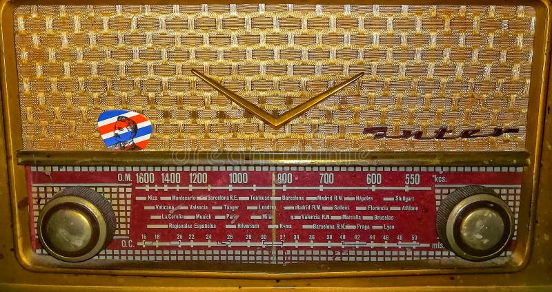 View of old golden radio editorial photo. Image of golden - 140604191