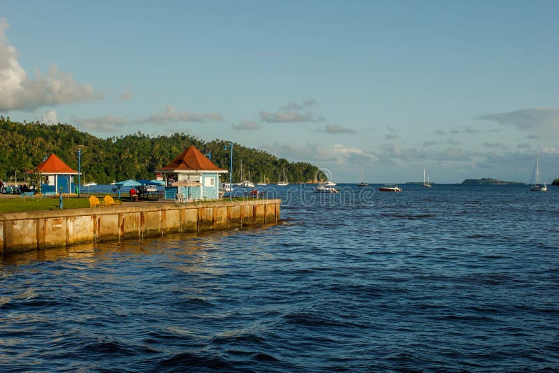 View of an Old Harbour with Small Boats on a Clear Sky Background Stock ...