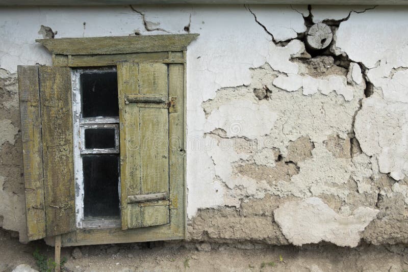 View of an Old House with Open Window Shutters on the Left Stock Image ...