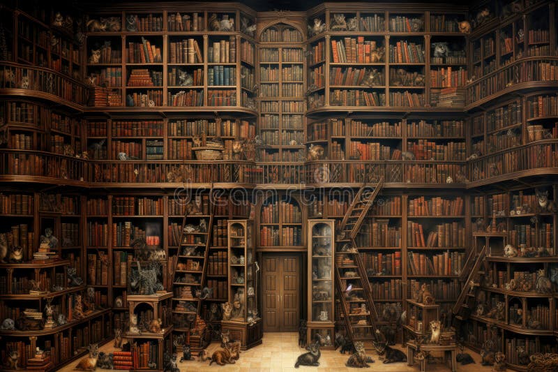 View of an Old Large Library with Numerous Books Stock Image - Image of ...