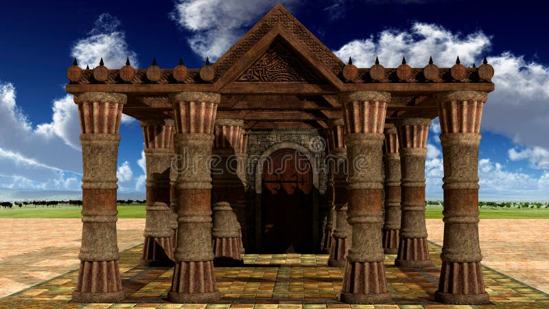 View of an Old Medieval Stone Building Stock Illustration ...