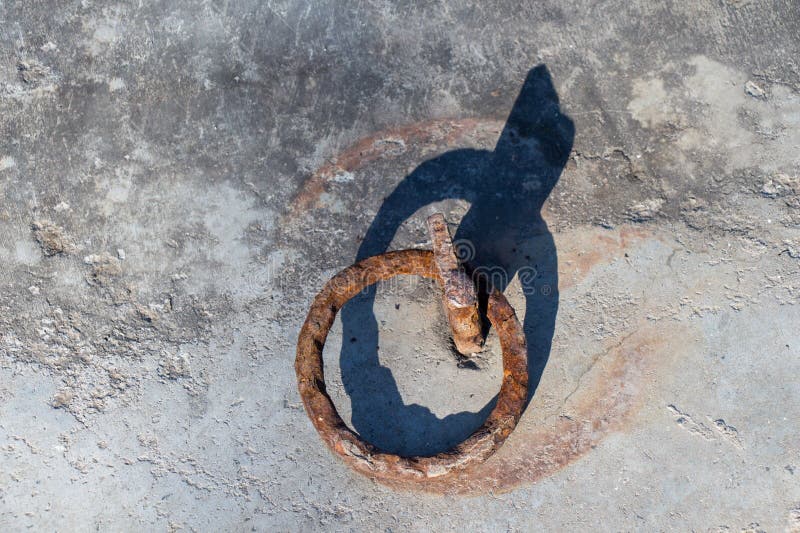View of an Old Metallic Object and Its Shadow Placed in the Cement ...