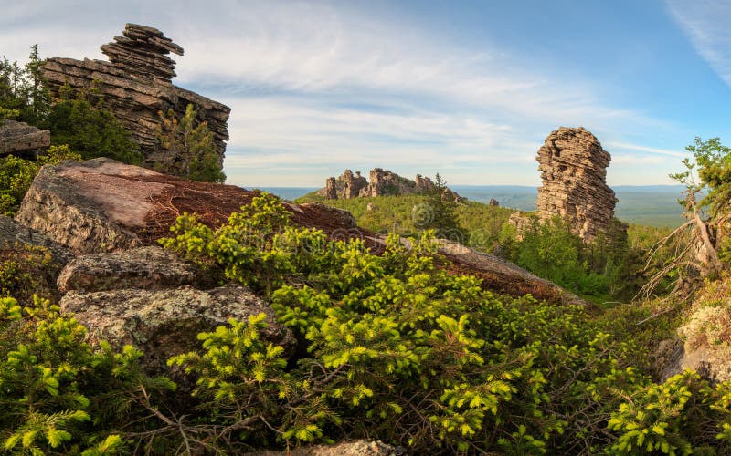 View on Old Mountains. Ural. Landscape. Stock Image - Image of away ...