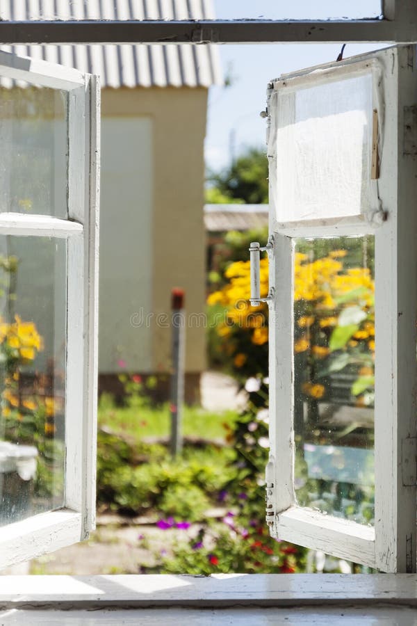 View of Garden through a Window Stock Image - Image of sunlight, garden ...