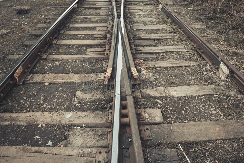 View of the Old Rustic Railroad Track. Stock Photo - Image of front ...