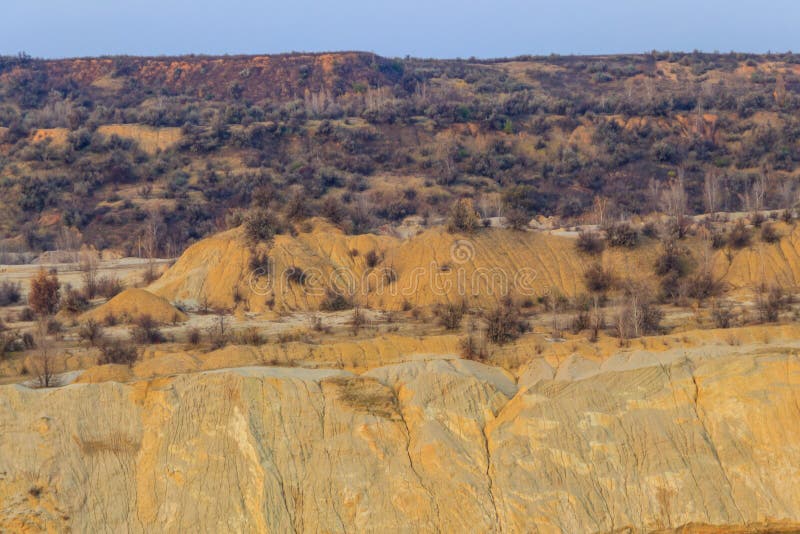 View of old sand heaps stock image. Image of mountain - 189986495