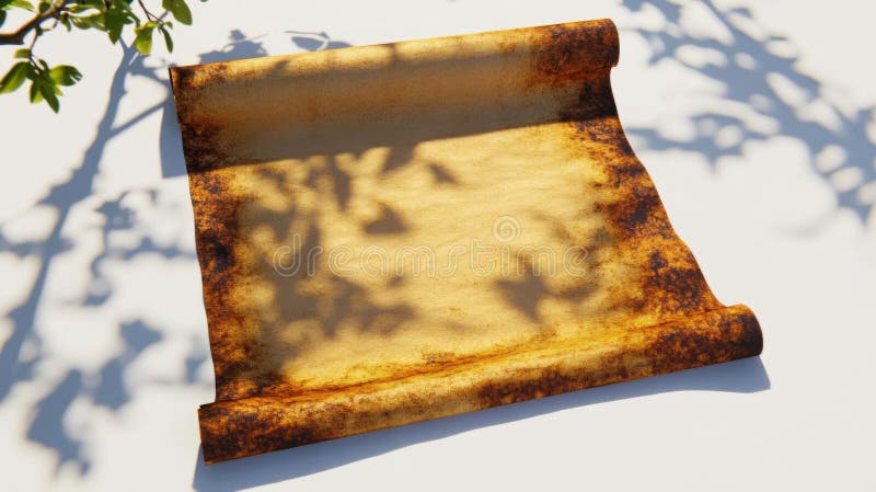 View of Old Scroll with Shadow of Tree in the Summer Concept Theme ...