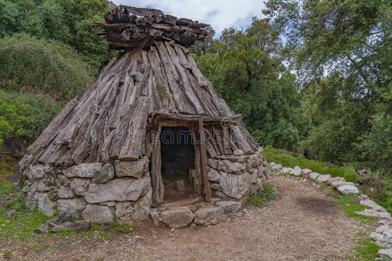 View of the Old Shepherd S Hut Built of Stones and Wood Stock Photo ...
