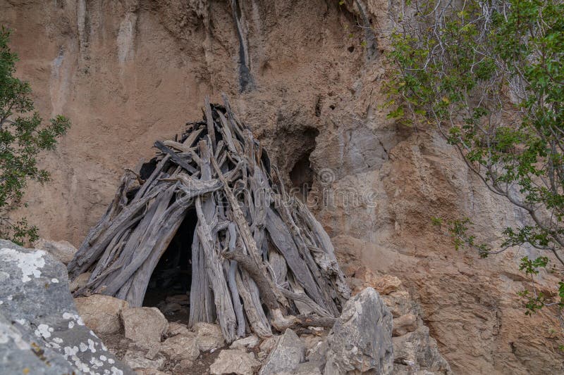 View of the Old Shepherd S Hut Built of Stones and Wood Stock Photo ...