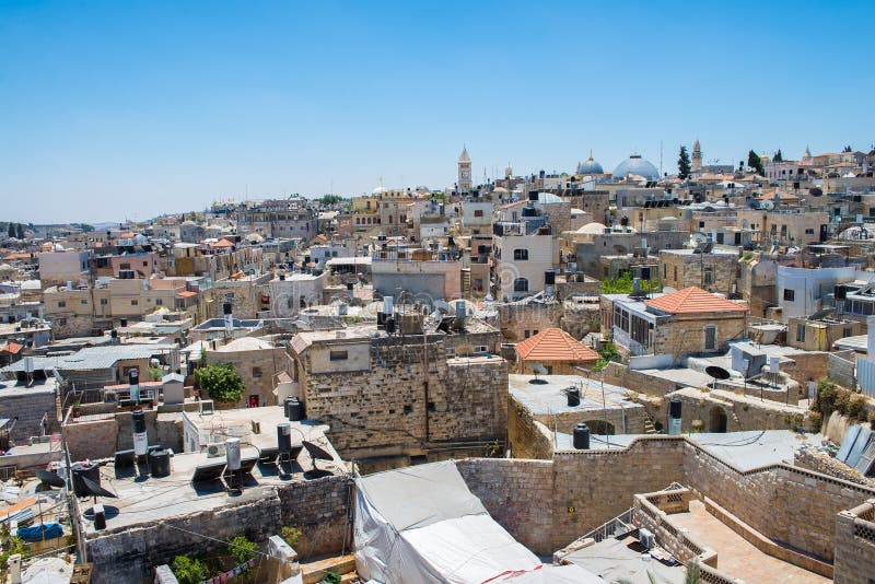 View of the Old Town with an Ancient Wall in Jerusalem Editorial Image ...