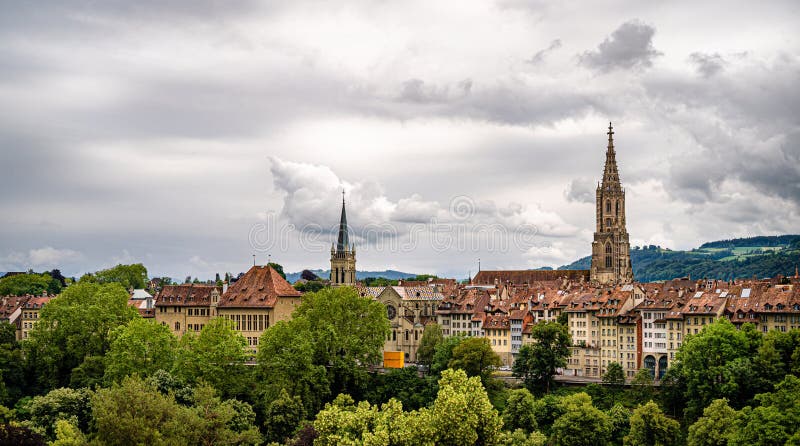 View of the Old Town of Bern Minster Stock Image - Image of capital ...