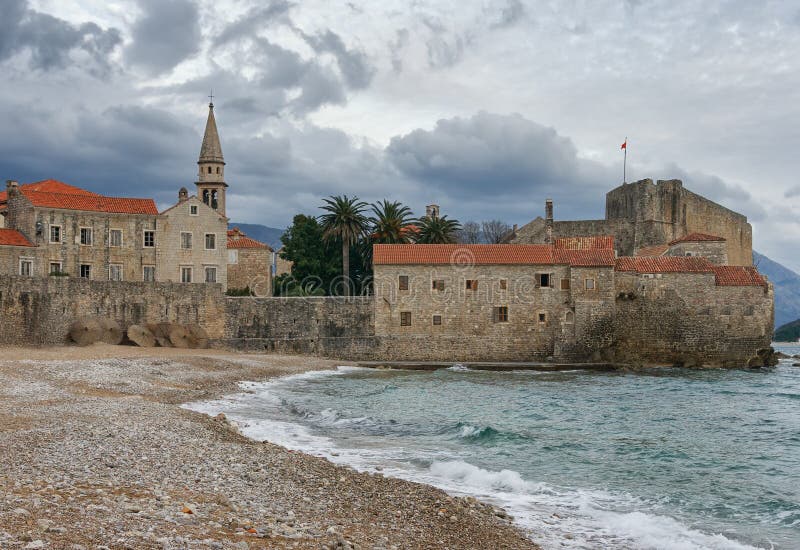 View of Old Town Budva in Winter. Montenegro Stock Image - Image of ...