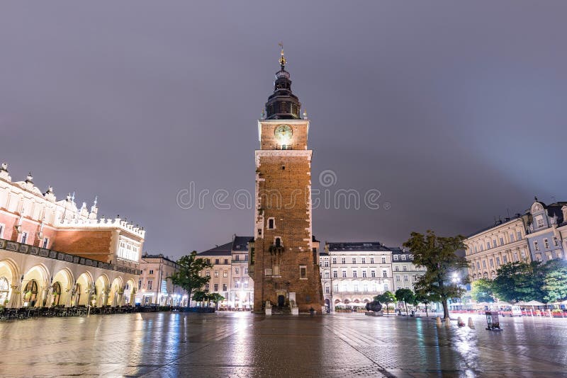 View of Old Town Square at Night Stock Photo - Image of architecture ...