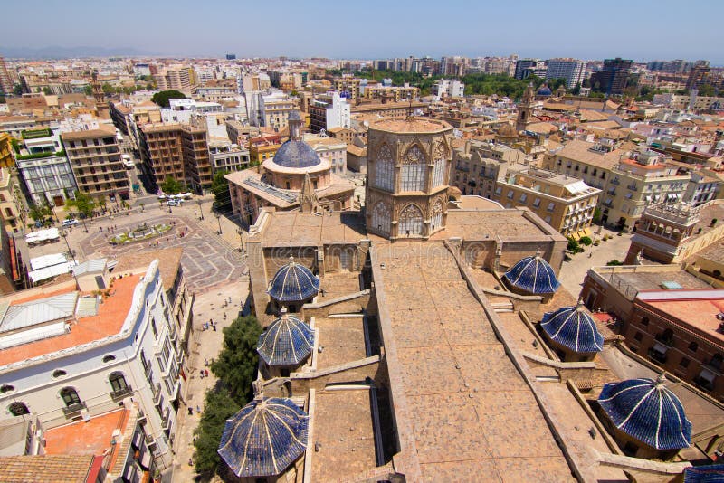 View of Old Town of Valencia from the Tower Miguelete of Valencia ...