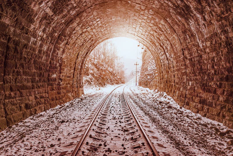 View of the old tunnel. stock photo. Image of sunbeam - 89850544
