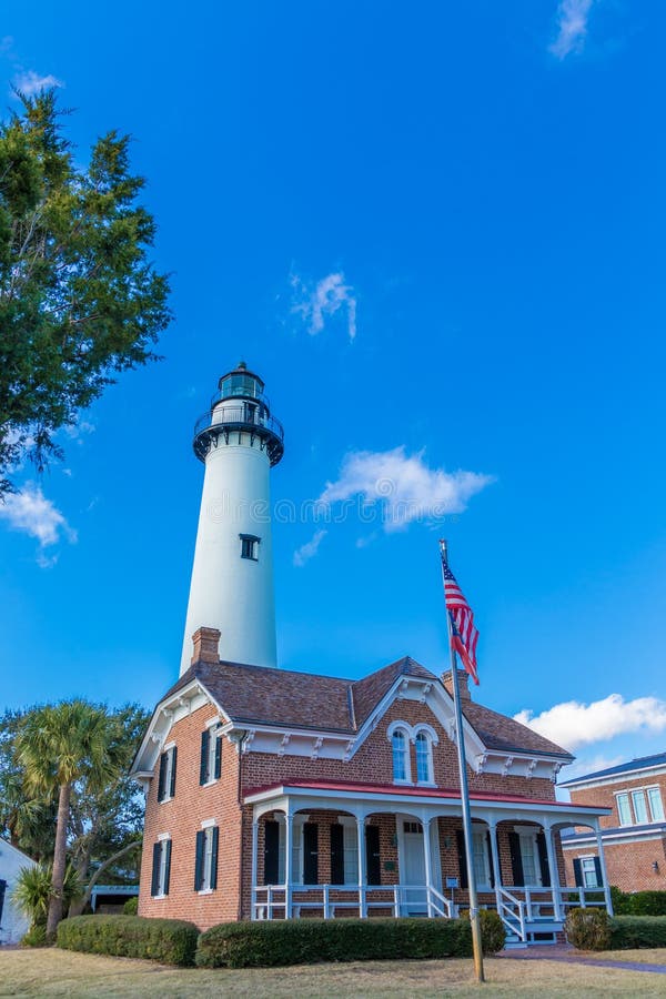 Saint Simons Island Lighthouse Stock Image - Image of destination ...