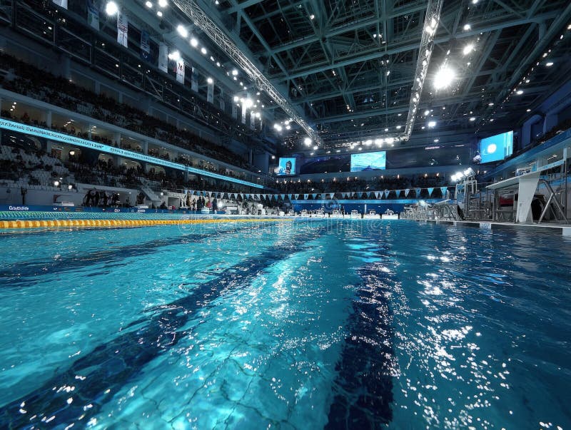 A View of an Olympic-size Swimming Pool during a Competition Stock ...