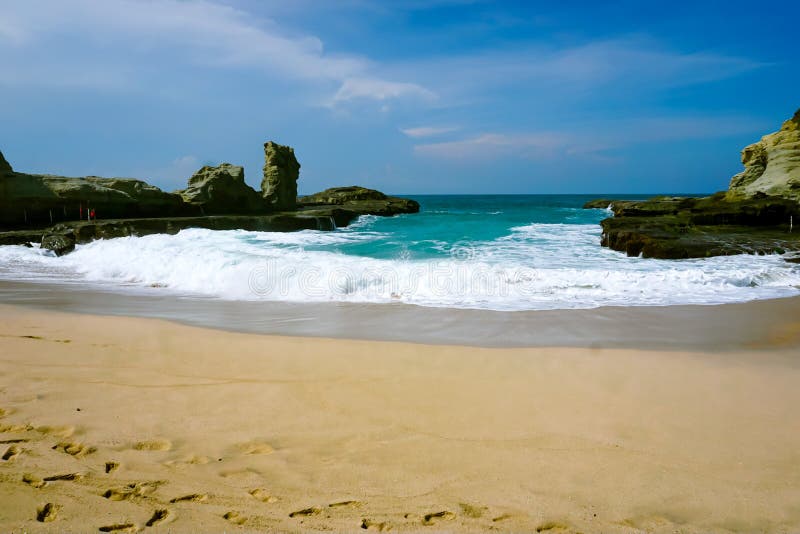 View of One of the Most Beautiful Beaches in Pacitan, East Java Stock ...