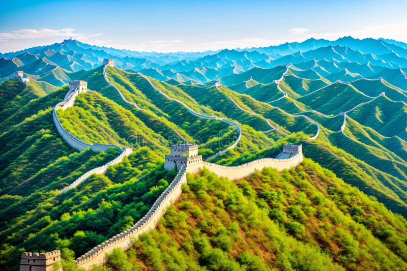 A View of One of the Most Scenic Sections of the Great Wall. Stock ...