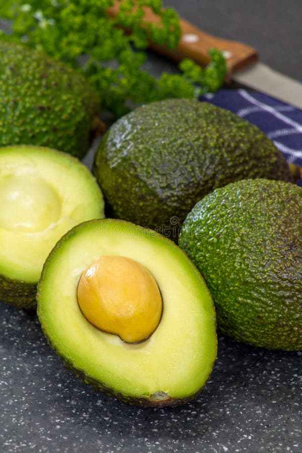 Open Avocado on a Gray Background Stock Photo - Image of view, diet ...