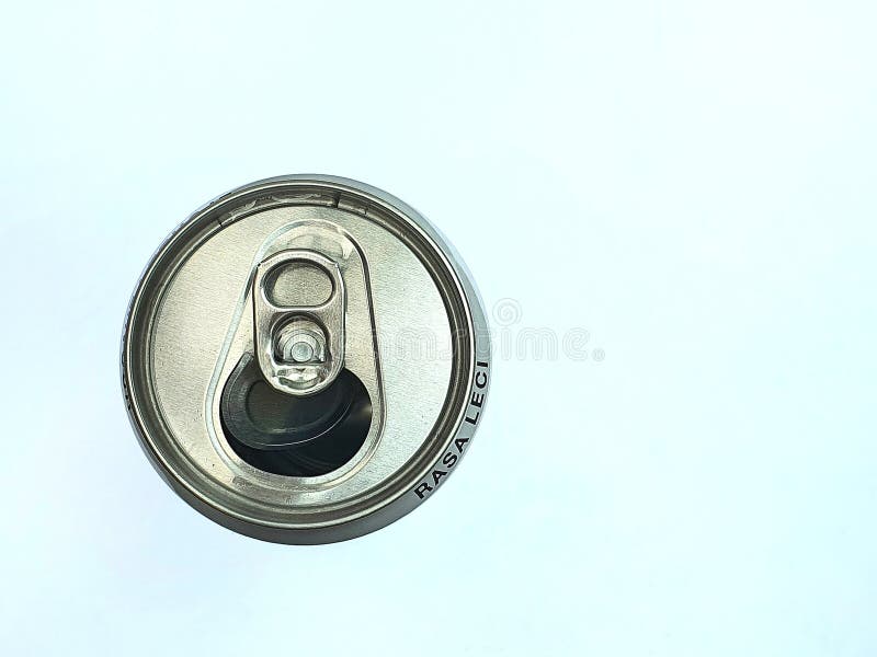 A View Open Cap of Beer or Soft Drink Can on White. Flat Lay Top View ...